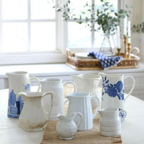 Collecting Vintage Pitchers - Cottage style decorating, reno